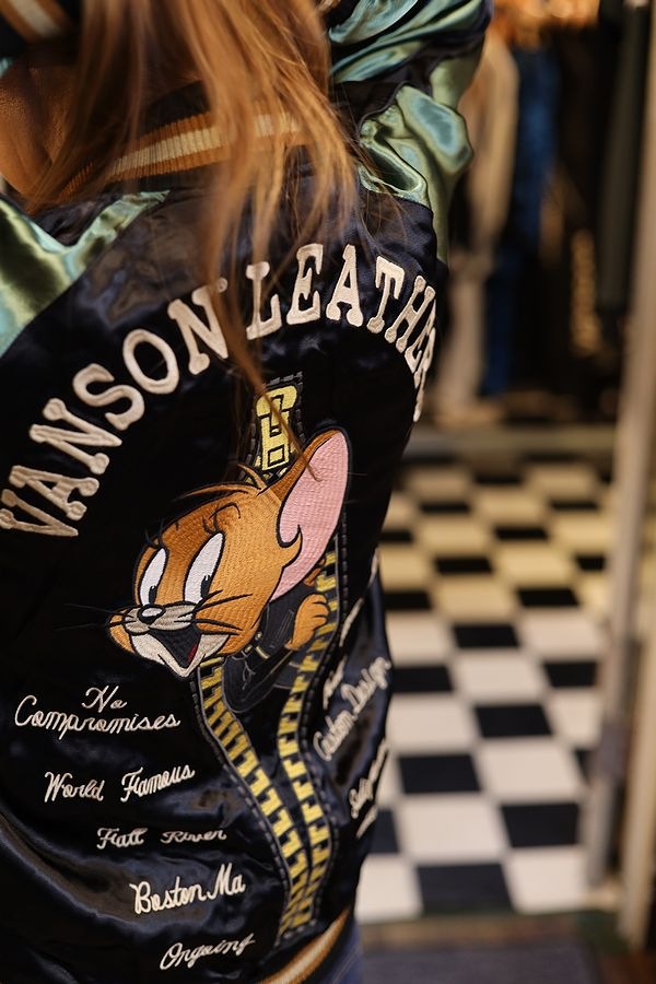VANSON×Tom and Jerry トムとジェリーコラボ TJV-2340 リバーシブルスカジャン 刺繍 スカジャン | VANSON,VANSON コラボ,VANSON×Tom and ...