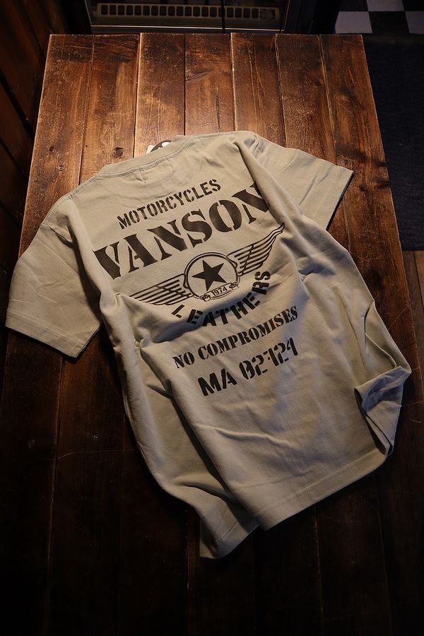 VANSON バンソン NVST-2319 6.5oz天竺半袖Tee ウイングスター ミリタリー セージグリーン | VANSON,Tシャツ | バイクウエア＆アメカジHistory