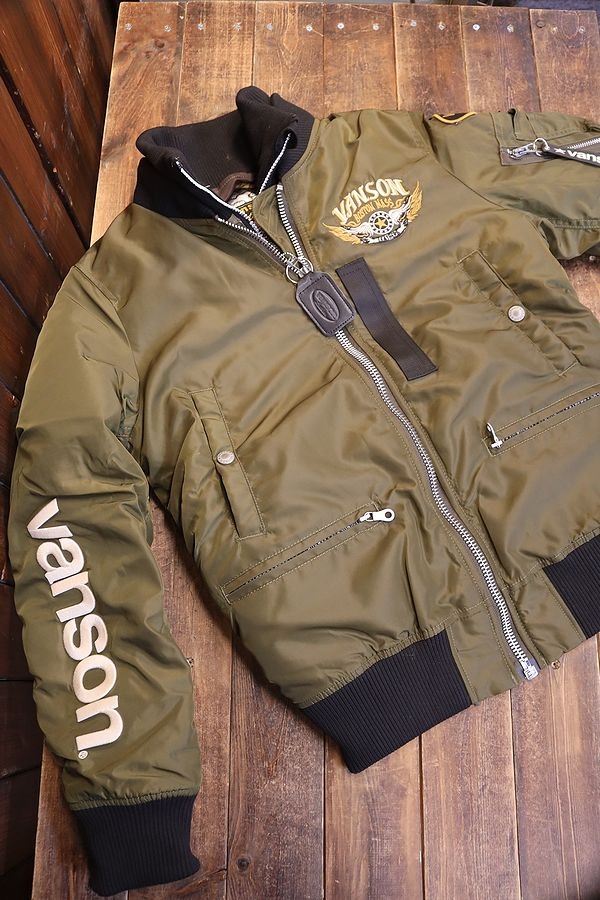 VANSONバンソン NVJK-2304 MA-1 フライトジャケット ウイングスター Vグリーン | すべての商品 | バイクウエア＆アメカジHistory