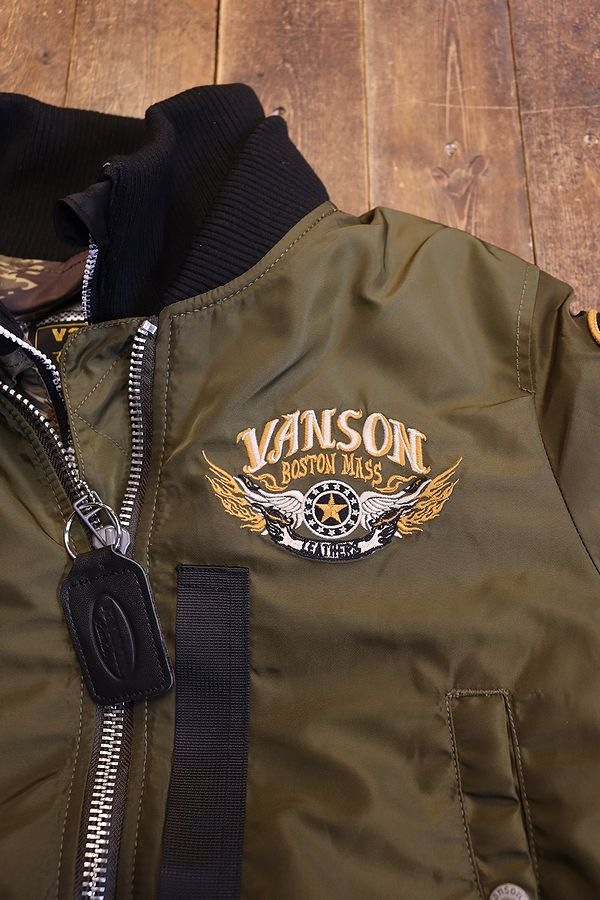 VANSONバンソン NVJK-2304 MA-1 フライトジャケット ウイングスター Vグリーン | すべての商品 | バイクウエア＆アメカジHistory
