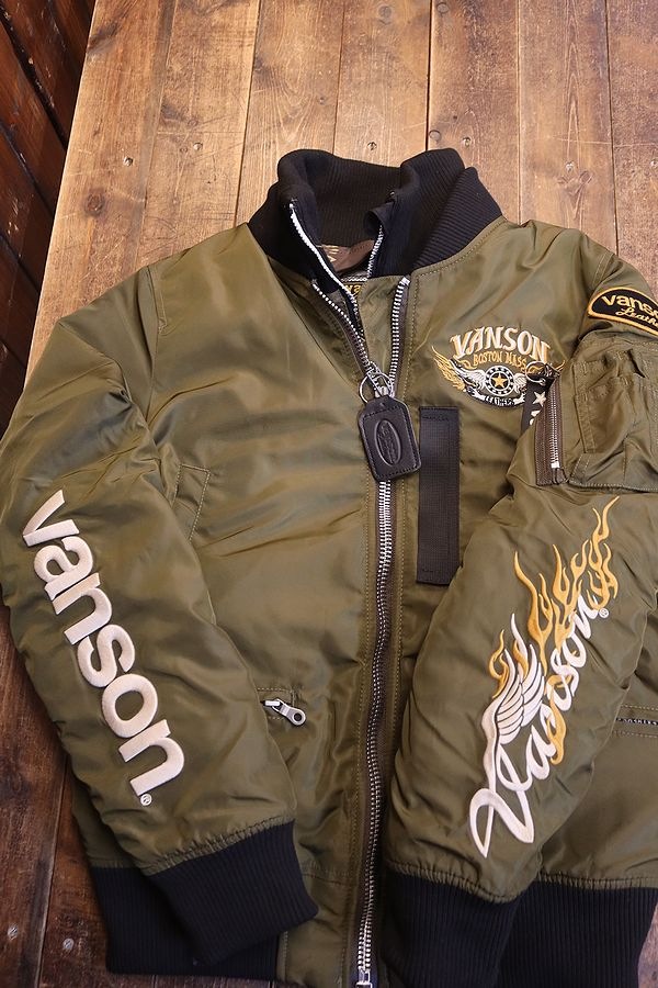 VANSONバンソン NVJK-2304 MA-1 フライトジャケット ウイングスター Vグリーン | すべての商品 | バイクウエア＆アメカジHistory