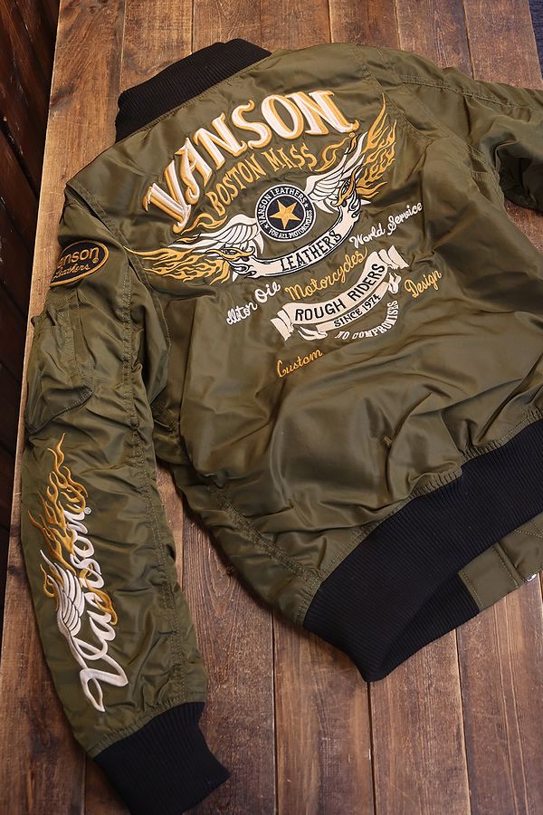 VANSONバンソン NVJK-2304 MA-1 フライトジャケット ウイングスター Vグリーン | すべての商品 | バイクウエア＆アメカジHistory