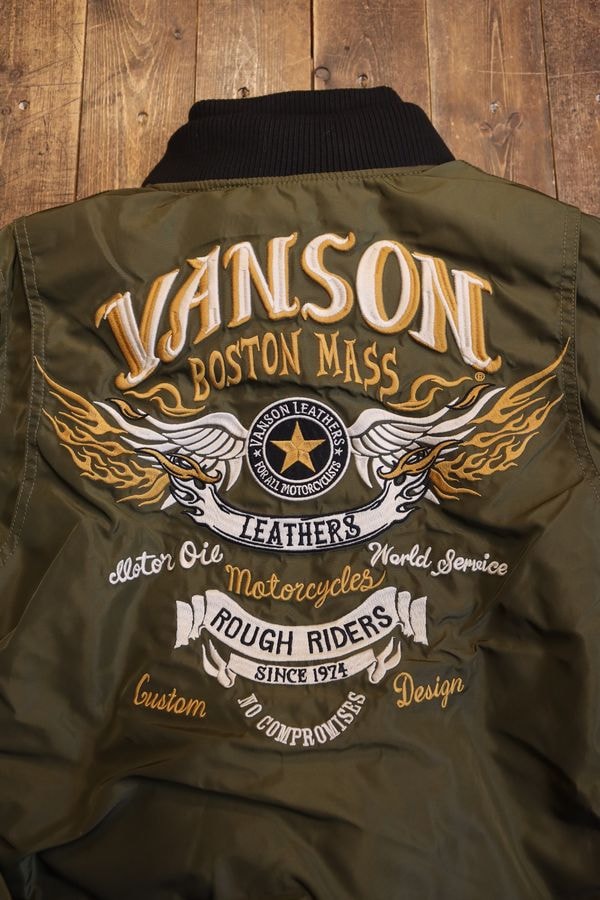 VANSONバンソン NVJK-2304 MA-1 フライトジャケット ウイングスター Vグリーン | すべての商品 | バイクウエア＆アメカジHistory