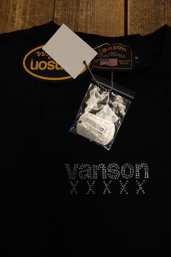 VANSON バンソン NVST-2411 50周年ベア天半袖Tee ラインストーン 50周年ドッグタグ付き ブラック | VANSON,Tシャツ | バイクウエア＆アメカジHistory