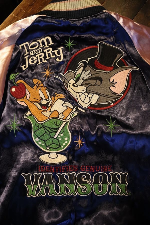 VANSON×Tom and Jerry トムとジェリーコラボ TJV-2307リバーシブルスカジャン 刺繍 スカジャン | VANSON,VANSON コラボ,VANSON×Tom and ...