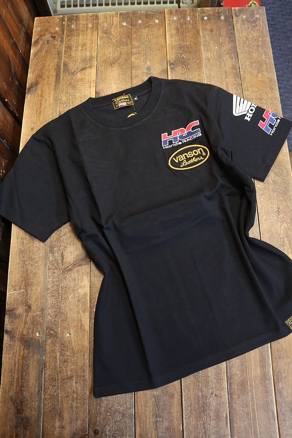 VANSON×HONDAコラボ HRV-2403 HRC ウイング 天竺刺繍Tee Tシャツ