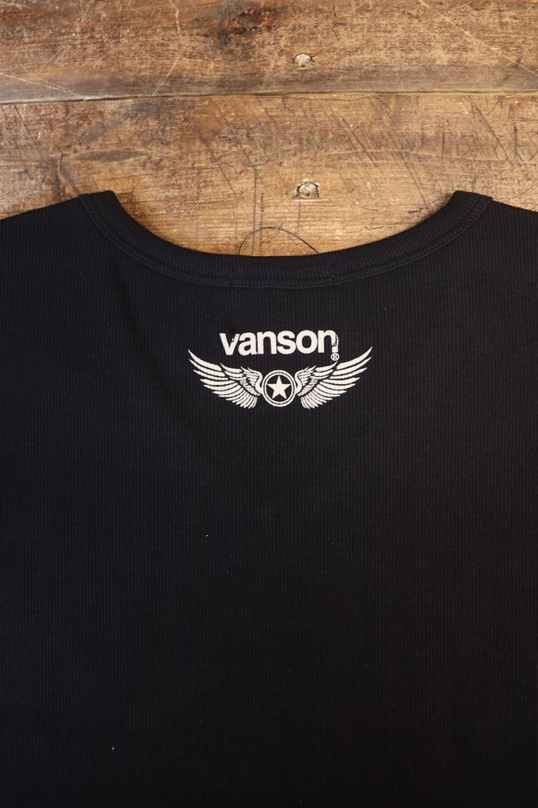 VANSON バンソン NVST-2409 テレコVネック半袖Tee Tシャツ ブラック | VANSON,Tシャツ | バイクウエア＆アメカジHistory