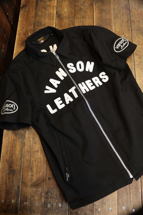 VANSON バンソン NVSS-2405 レザー使い50周年ZIPシャツ ブラックツイル | VANSON,ワークシャツ・アロハ | バイクウエア＆アメカジHistory