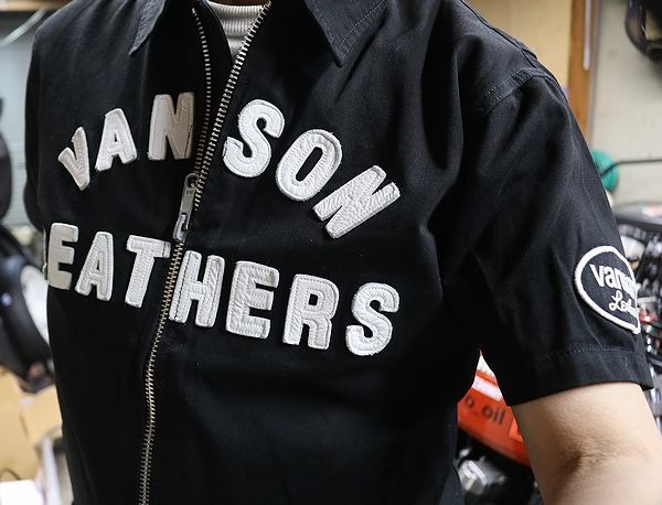 VANSON バンソン NVSS-2405 レザー使い50周年ZIPシャツ ブラックツイル | VANSON,ワークシャツ・アロハ | バイクウエア＆アメカジHistory