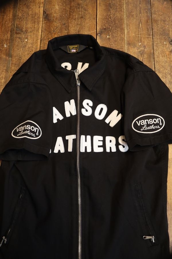 VANSON バンソン NVSS-2405 レザー使い50周年ZIPシャツ ブラックツイル | VANSON,ワークシャツ・アロハ | バイクウエア＆アメカジHistory