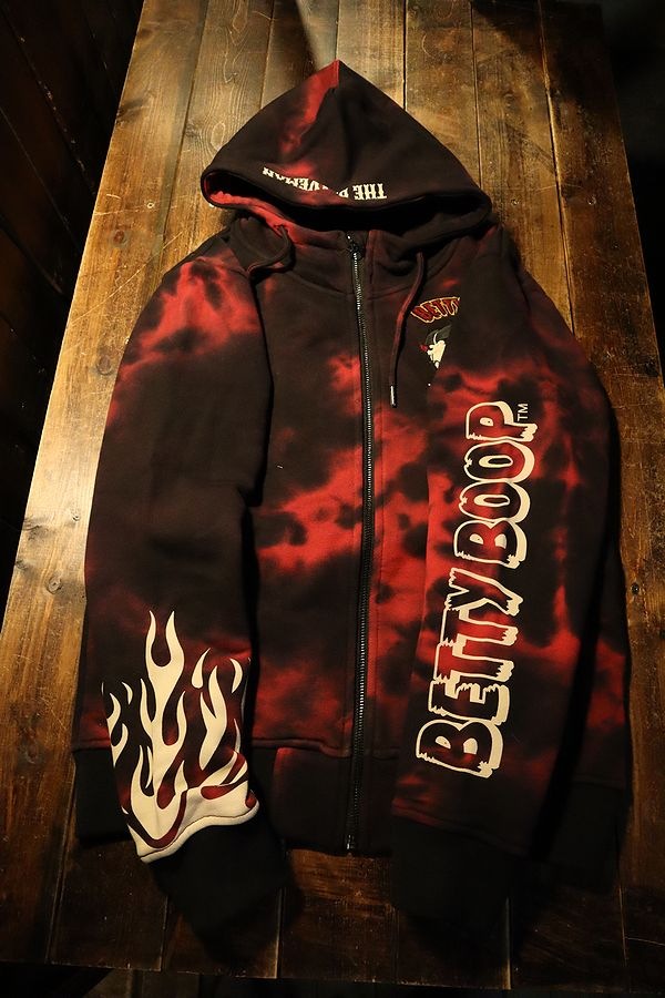 The BRAVE-MAN×BETTY BOOP BBB-2304 裏毛 フルZIPパーカー レッドタイダイ | The BRAVE-MAN ...