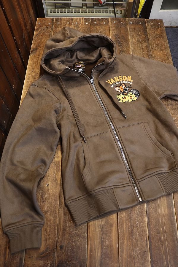 VANSON×Tom and Jerry トムとジェリーコラボ TJV-2335 刺繍 起毛ボンディングフロントZipパーカー アンバー | VANSON,パーカー・スウェット・ジャージ ...