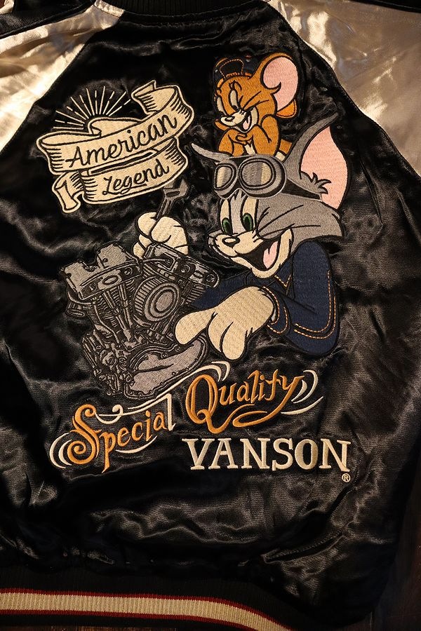 VANSON×Tom and Jerry トムとジェリーコラボ TJV-2241 刺繍 リバーシブルスカジャン Vツイン | VANSON ...