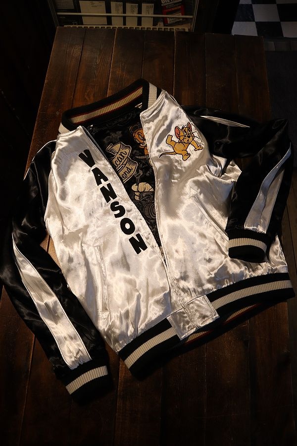 VANSON×Tom and Jerry トムとジェリーコラボ TJV-2241 刺繍 リバーシブルスカジャン Vツイン | VANSON ...