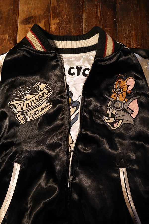 VANSON×Tom and Jerry トムとジェリーコラボ TJV-2241 刺繍 リバーシブルスカジャン Vツイン | VANSON ...