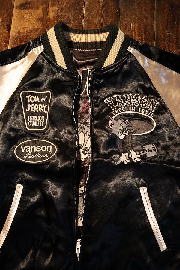 VANSON×Tom and Jerry トムとジェリーコラボ TJV-2242 刺繍 リバーシブルスカジャン | VANSON,VANSON コラボ,VANSON×Tom and Jerry ...