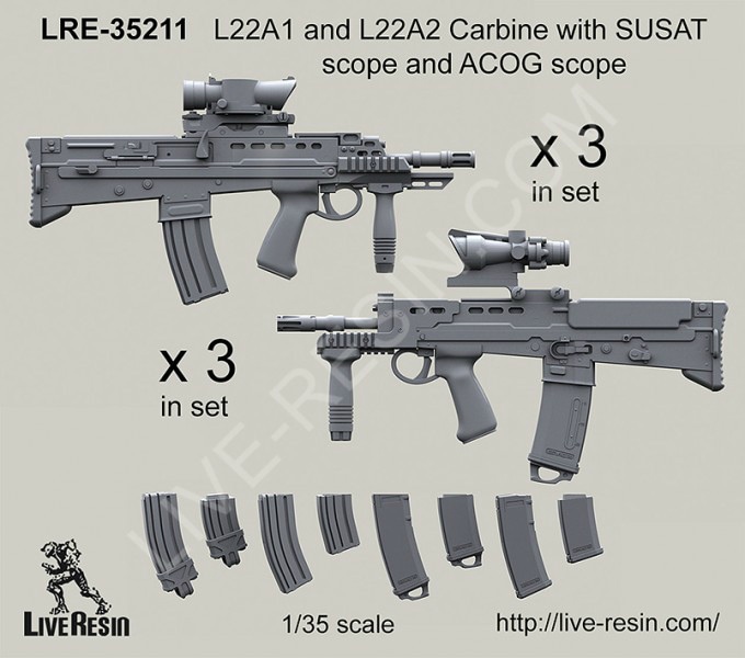 LRE-35212 L22A1 and L22A2 Carbine with SUSAT scope and ACOG scope | ライブ ...