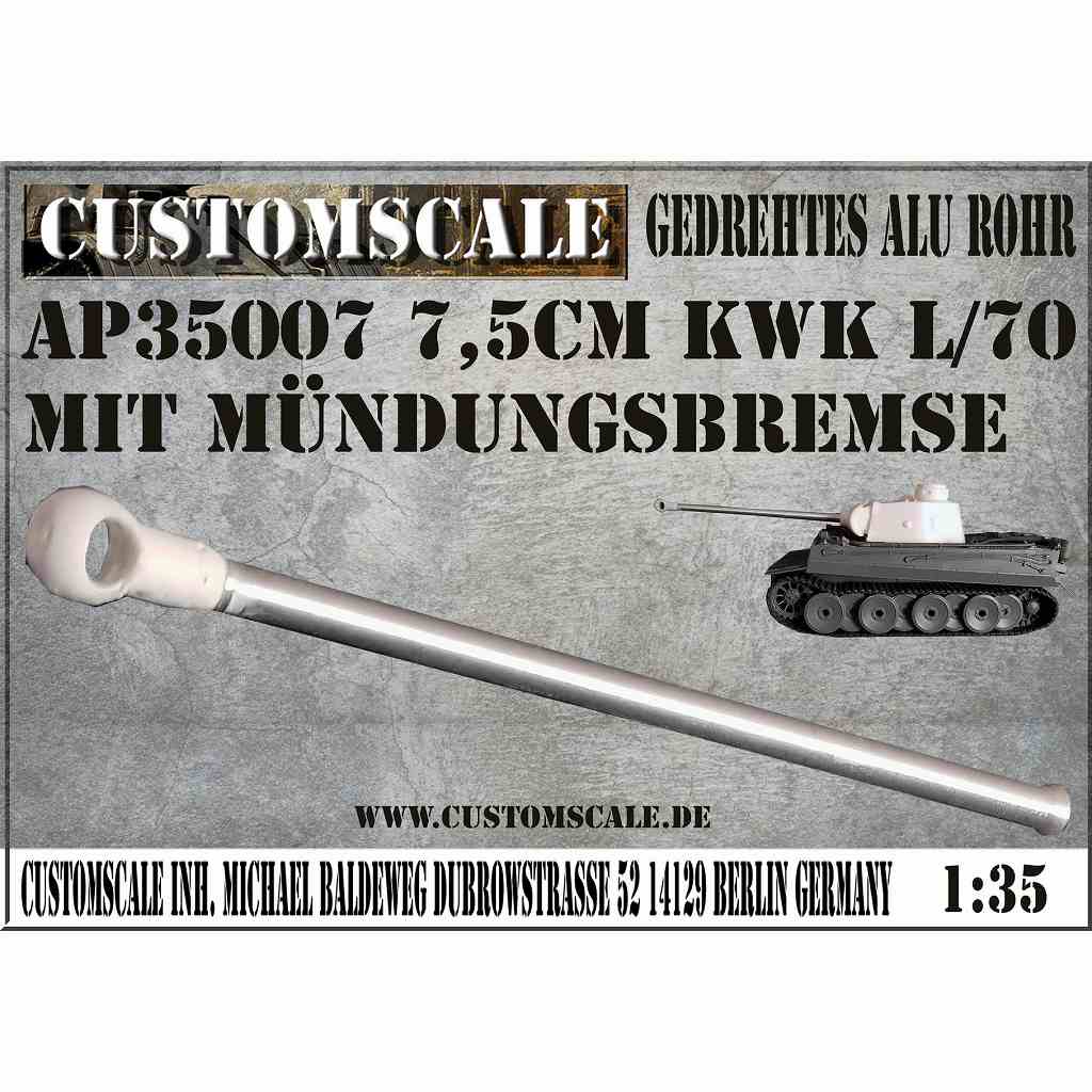 AP35007 1/35 ドイツ 7.5cm KWK L/90 アルミ製砲身 レジン製マズルブレーキ付 | カスタムスケール CUSTOMSCALE | AFV,AFV用パーツ,AFV用金属 ...