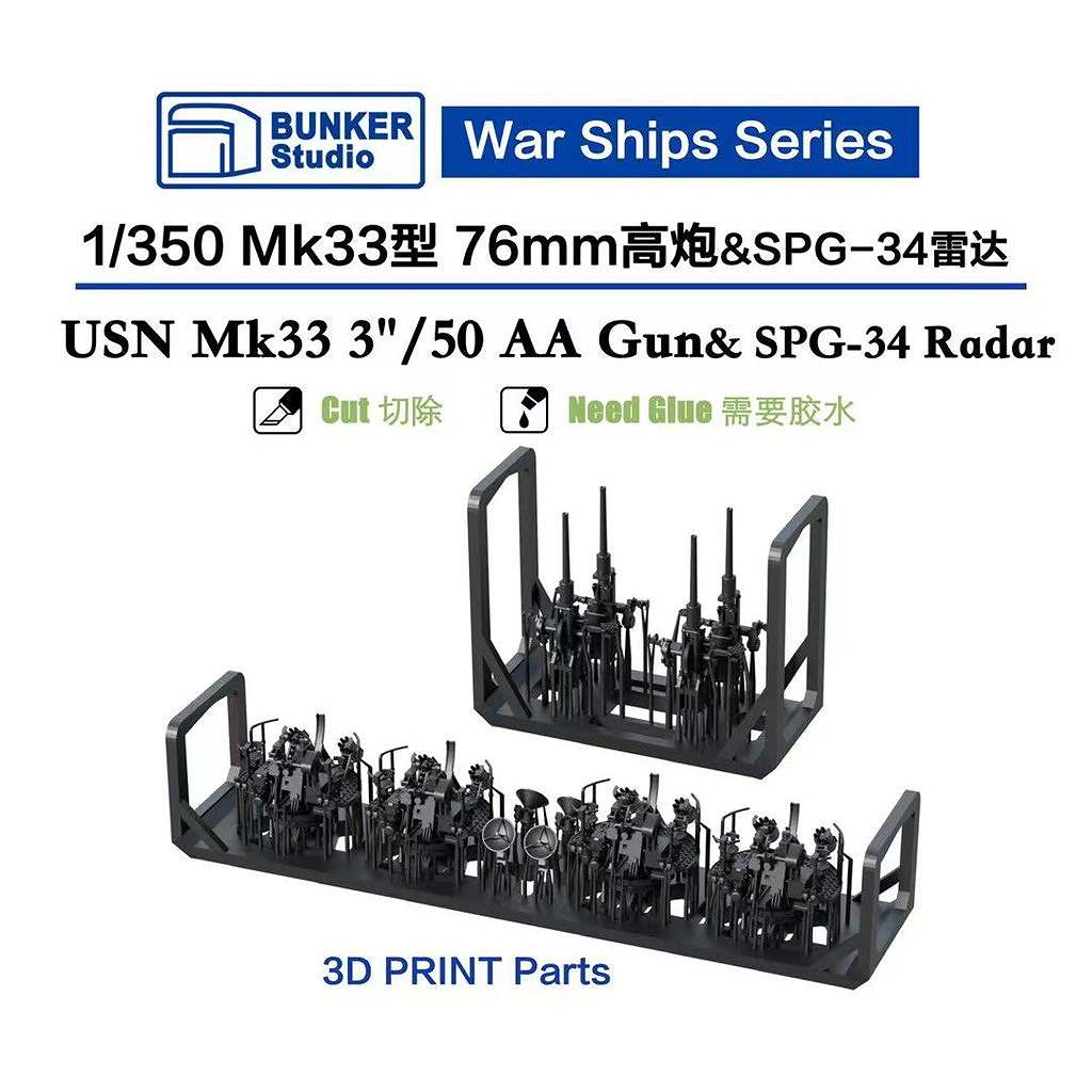 WS35049 1/350 米海軍 Mk.33 3インチ速射砲 単装型 & SPG-34 レーダー 【ネコポス規格外】 | バンカースタジオ ...