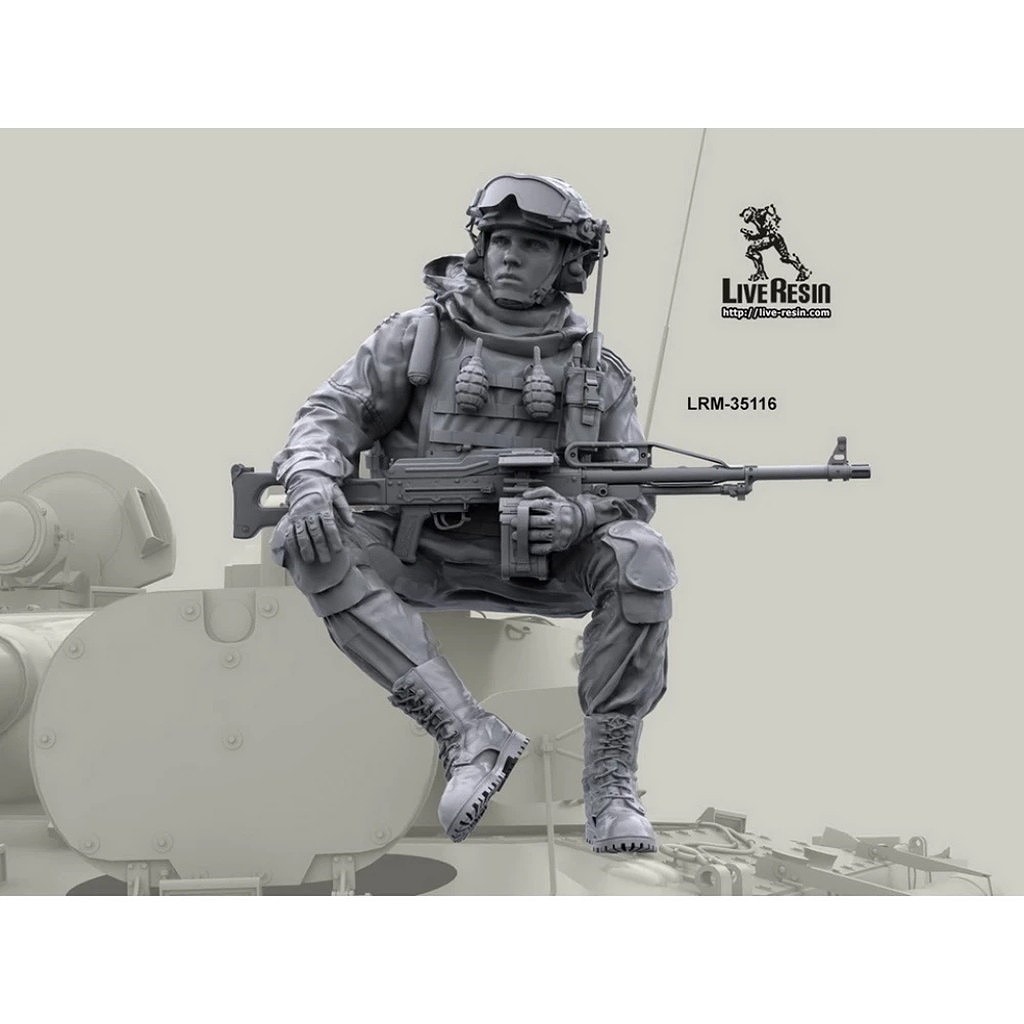 LRM-35116 Modern Russian Machine gunner with Pecheneg MG, riding on ...