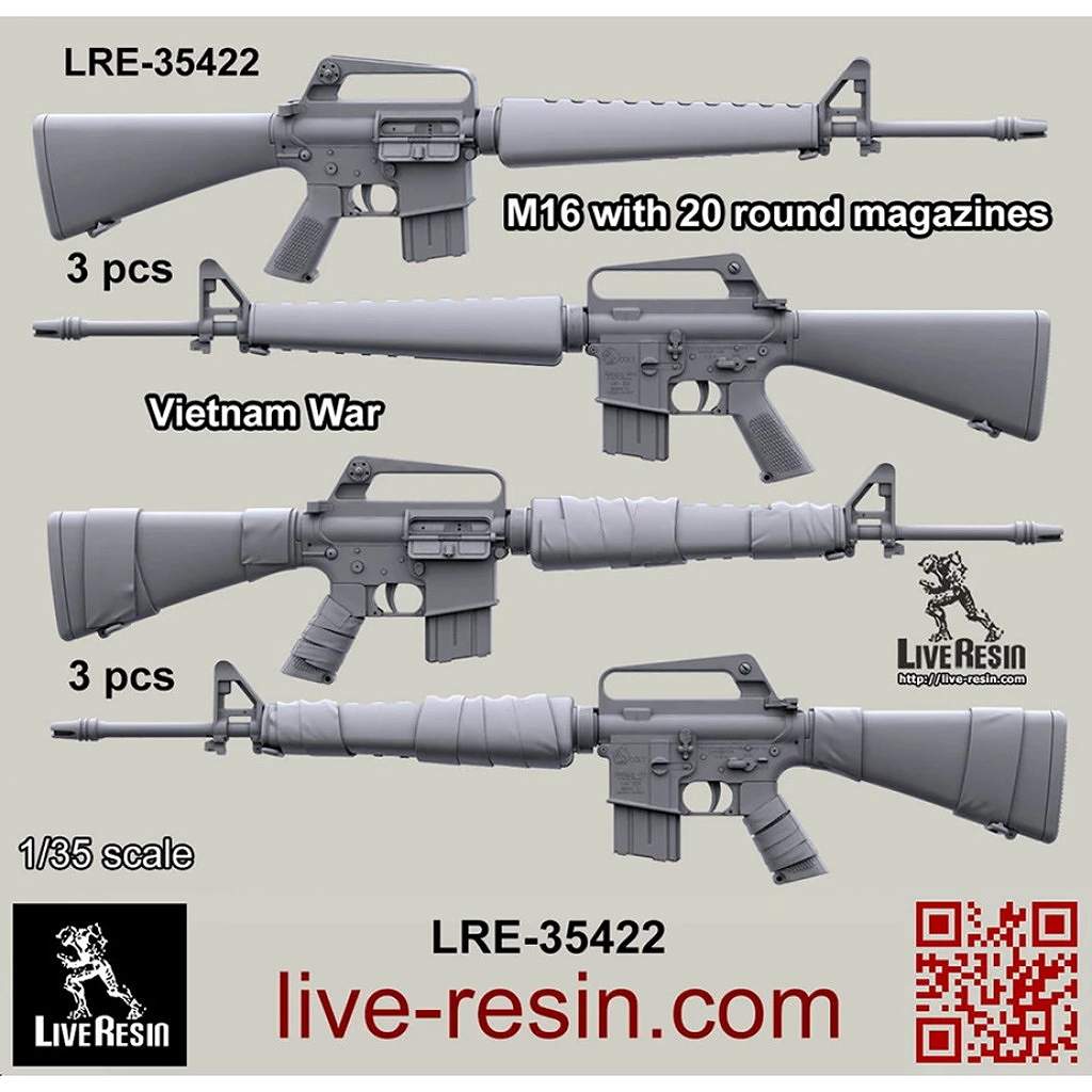 LRE-35422 M16 with 20 round magazines, Vietnam War | ライブレジン Live Resin ...