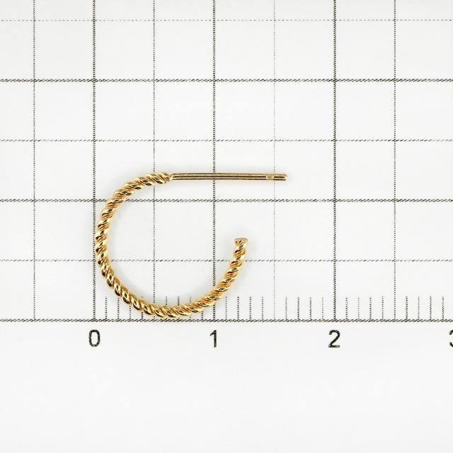 02C0165GFE 14KGF製フープピアス ツイスト 直径12.0mm幅1.2mmポスト線径0.74mm 1ペア - 卸シルバーチェーン・アクセサリーパーツ（業者様専用）｜北欧産業