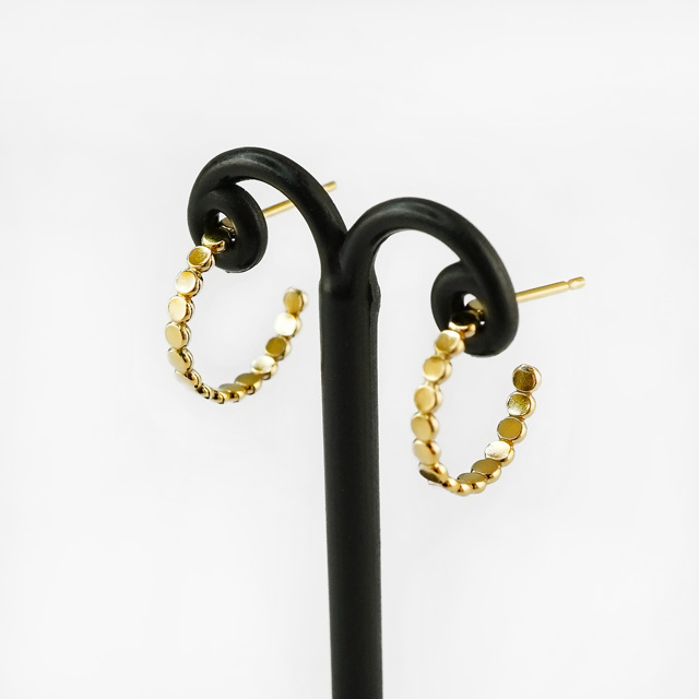 02C0166GFE 14KGF製フープピアス フラットラウンド 直径12.0mm幅1.8mmポスト線径0.74mm 1ペア - 卸シルバーチェーン・アクセサリーパーツ（業者様専用）｜北欧産業