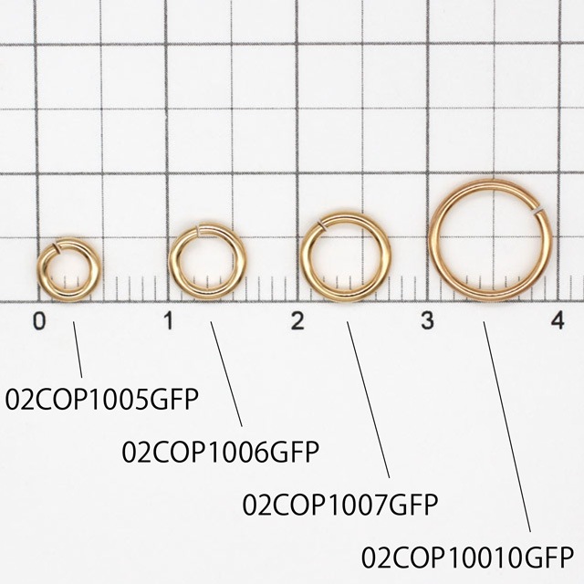 02COP1006GFP 14KGF製丸カン 線径1.0mm外径6.0mm内径4.0mm 5ヶ - 卸シルバーチェーン・アクセサリーパーツ（業者様専用）｜北欧産業