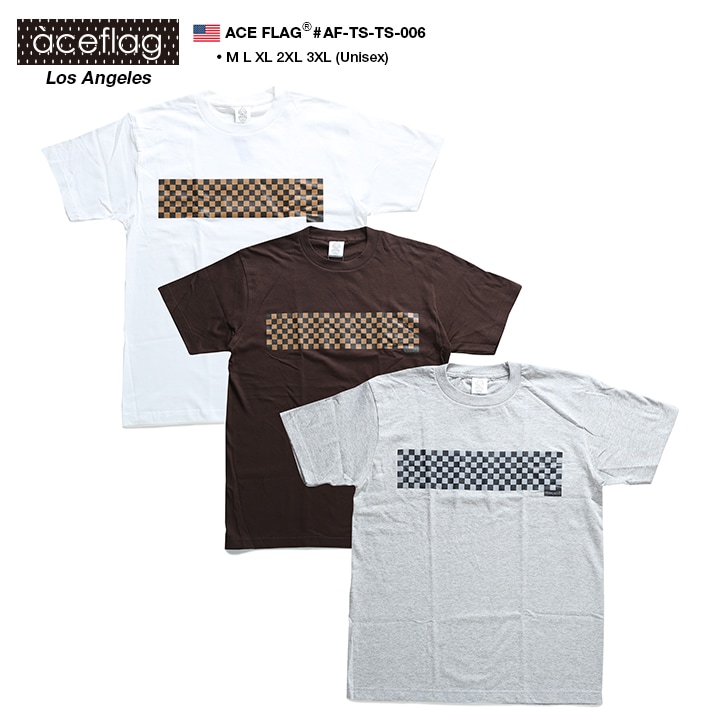 ACEFLAG Tシャツ 半袖 メンズ レディース 全3色 大きいサイズ ビッグシルエット エースフラッグ 大人 チェッカーフラッグ ライン チック柄 b系 ヒップホップ ファッション ...