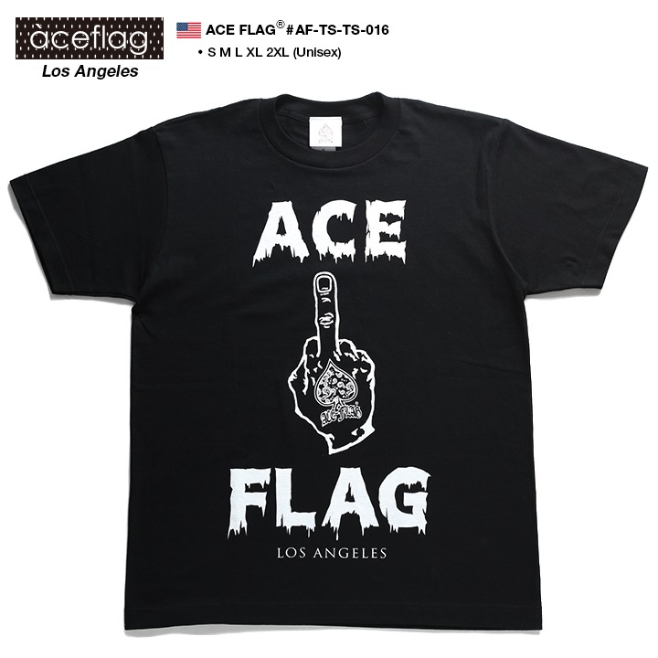 ACEFLAG Tシャツ 半袖 メンズ レディース 春夏用 黒 大きいサイズ エースフラッグ スペード ペイズリー 柄 中指 Fuck ファック b系 ヒップホップ ファッション ストリート系 ...