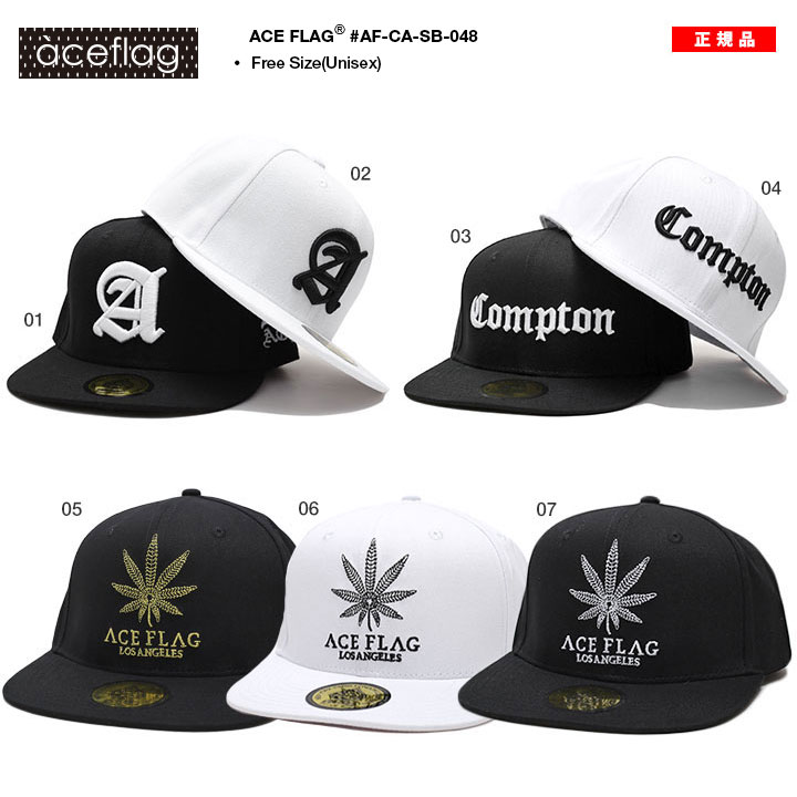 ACEFLAG キャップ メンズ 春夏秋冬用 全7種 大きいサイズ エースフラッグ 帽子 cap 深め フラットバイザー スナップバックキャップ Compton コンプトン 大麻 マリファナ ...
