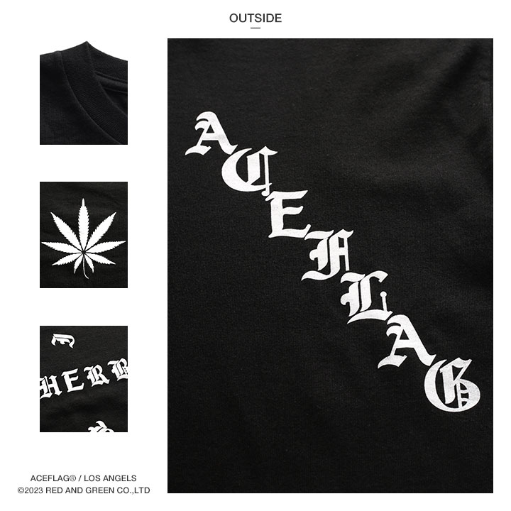 ACEFLAG Tシャツ 半袖 メンズ 春夏用 黒/白 大きいサイズ エースフラッグ ビッグシルエット オーバーサイズ 大麻 マリファナ ヘンプ b系 ヒップホップ ファッション ストリート系 ...