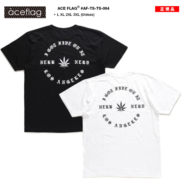 ACEFLAG Tシャツ 半袖 メンズ 春夏用 黒/白 大きいサイズ エースフラッグ ビッグシルエット オーバーサイズ 大麻 マリファナ ヘンプ b系 ヒップホップ ファッション ストリート系 ...