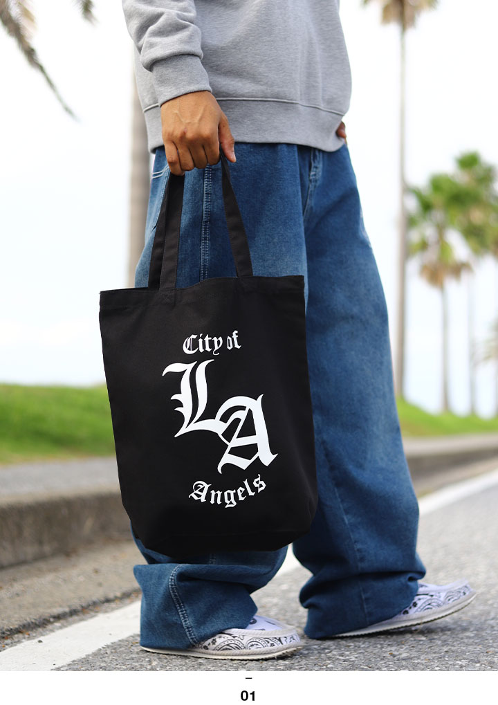 ACE FLAG トートバッグ A4 大きめ 布 キャンバス バッグ メンズ 黒 エースフラッグ 軽い トート 帆布 手提げ バック おしゃれ シンプル LA ロゴ b系 ヒップホップ ...