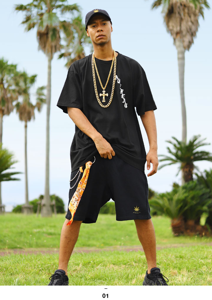 ACEFLAG 上下セット 半袖 ブランド Tシャツ ハーフパンツ 上下 メンズ 春夏用 黒/白 大きいサイズ エースフラッグ セットアップ 刺繍 大麻 b系 ヒップホップ ファッション ...