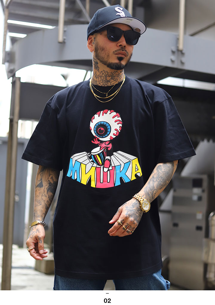 MISHKA Tシャツ 半袖 メンズ 春夏用 白/黒 大きいサイズ ミシカ おしゃれ かっこいい オーバーサイズ ビッグシルエット KEEPWATCH キープウォッチ かわいい クマ ベアー ...