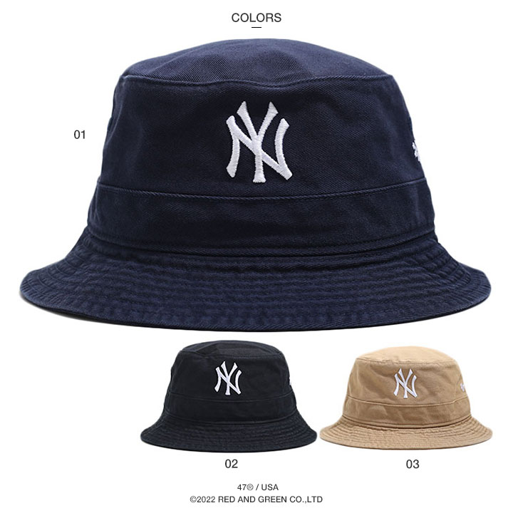 47 ハット ニューヨークヤンキース メンズ レディース 春夏秋冬用 全3色 MLB ヤンキース NY ロゴ 47brand フォーティセブン 帽子 hat バケットハット バケハ おしゃれ ...
