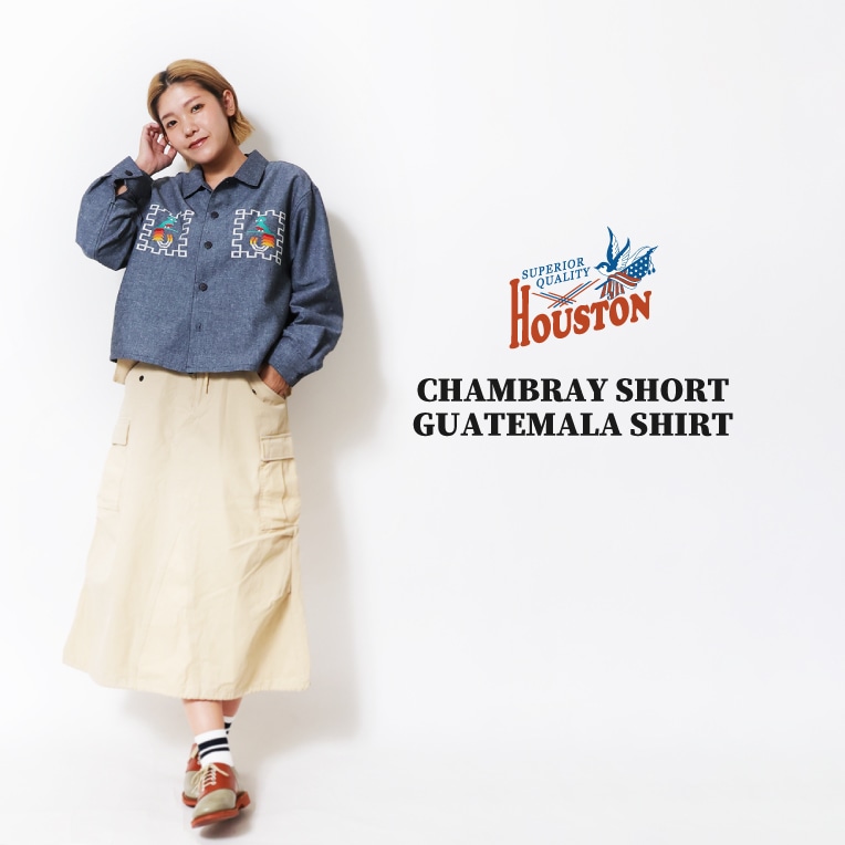 HOUSTON woman / ヒューストン ウーマン 4040W CHAMBRAY SHORT GUATEMALA SHIRT ...