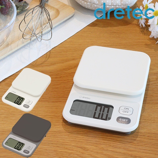 デジタルスケール「エクレ」2kg（0.1g）ホワイト/ブラウン KS-740WT/KS-740BR ドリテック【軽量 大画面 オートパワーオフ 省エネ設計 壁掛け 量り キッチンスケール ...