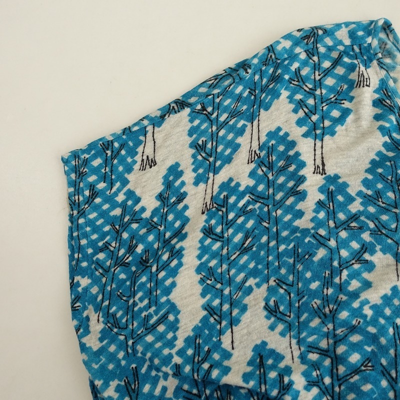 ミナペルホネン mina perhonen north forest ニットプリントカットソー 36 (33-2501-212)【21B52】 /ナチュラル服古着通販drop