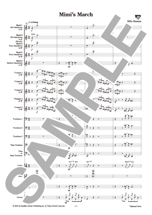 【ビッグバンド】Mimi’s March | ビッグバンド,作編曲家別,は行,挾間美帆 | 東京ハッスルコピー オンラインストア