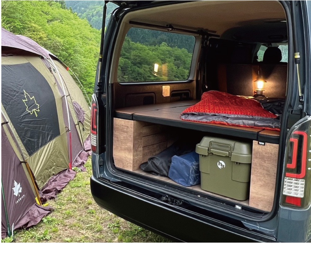 ハイエース ベッドキット 標準S-GL用 BOX-DR（引き出し収納付き）（8型）対応 車中泊仕様 ウレタン厚40mm バンライフ 収納棚 |ベッドキット専門店-hyog-