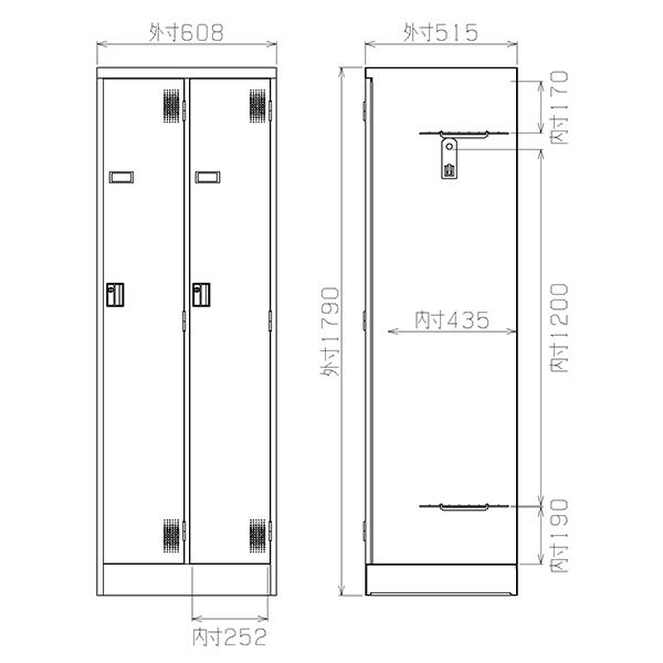 【受注生産品】 2人用スリム ブラック スタンダードロッカー 鍵付き 2人用タイプ 内筒交換錠 TLK-N2-MB ロッカー ブラック色 黒色 スチールロッカー スチール製 オフィスロッカー ...