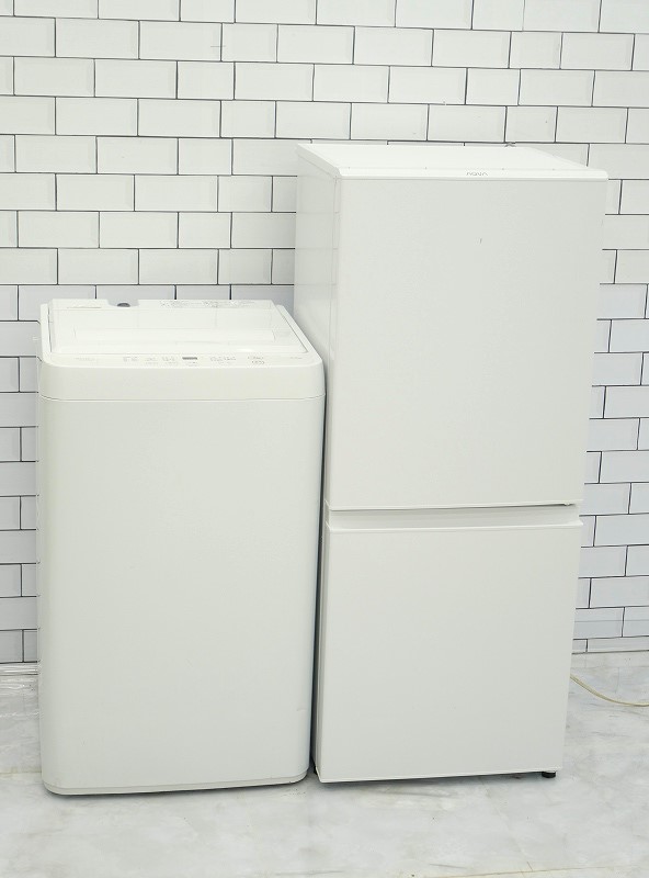 126L、5.5kg 22年、24年 アクア、ヤマダ製 （冷蔵庫、洗濯機）中古家電2点セット