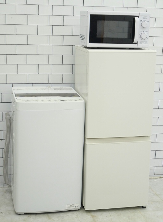 126L、4.5kg/22年、23年、22年/無印良品、Haier、KNチヨダ製/（冷蔵庫、洗濯機、電子レンジ）中古家電3点セット
