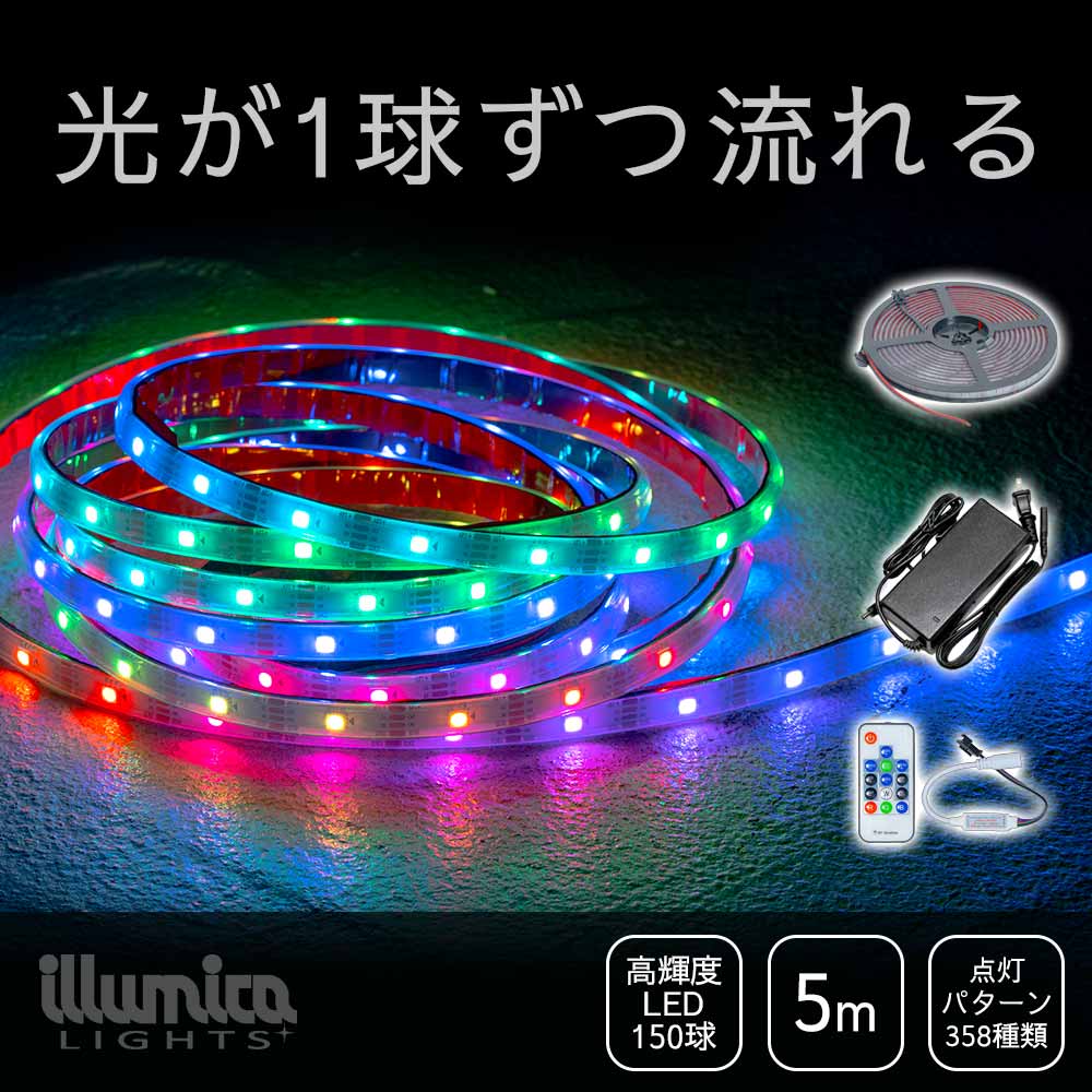 LEDテープ 光が流れる PIXEL METEO RGBフルカラー DC12V | METEO-RGB1-30 | 5m | 光が流れる ...