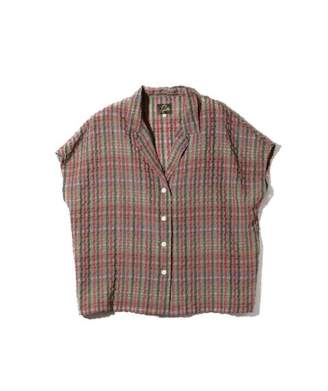 SALE French Sleeve Blouse RE R Chiffon Sucker Plaid OT143 Green 2024SS In Bloom
