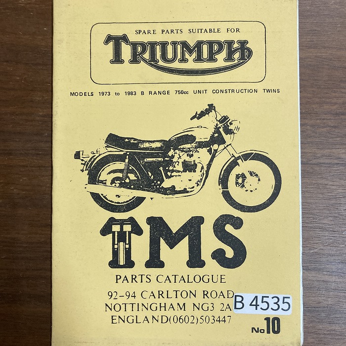 B4535「SPARE PARTS SUITABLE FOR TRIUMPH TMS PARTS CATALOGUE」英国 モーターサイクル ...