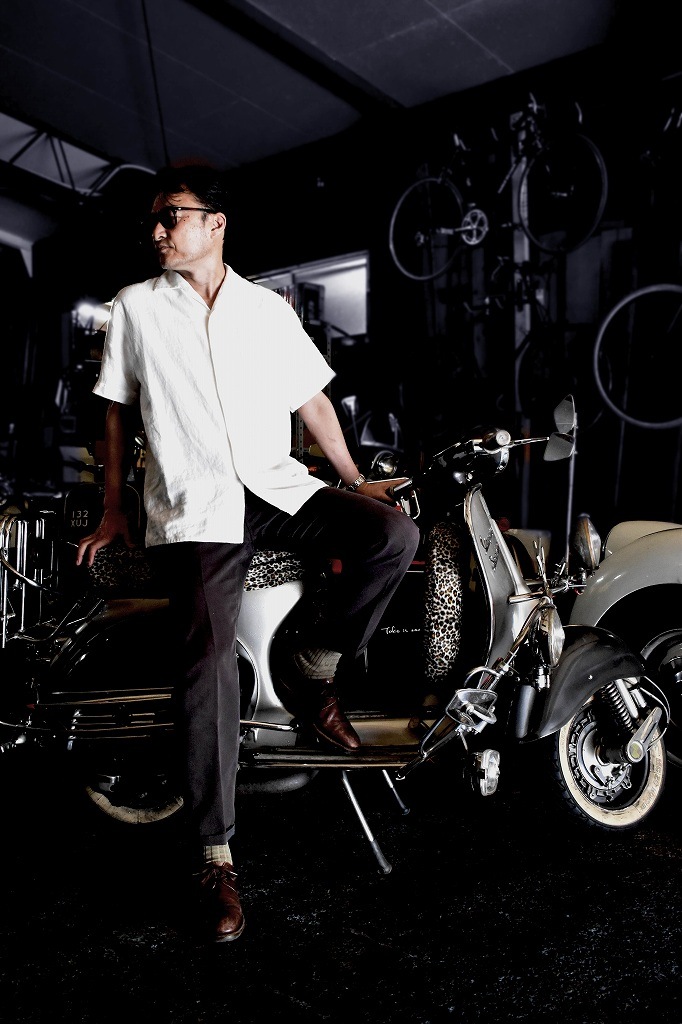 INNOCENT Original products イタリアンカラーシャツ 半袖 COLOR : WHITE/RAF BLUE ...