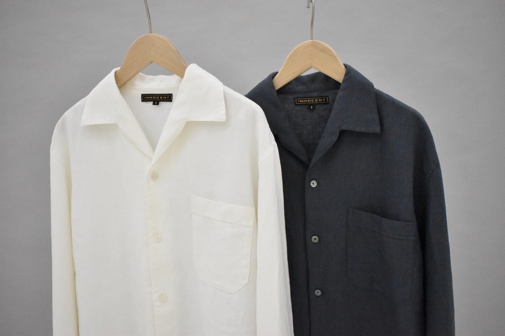 INNOCENT Original products イタリアンカラーシャツ 長袖 COLOR : WHITE/RAF BLUE ...